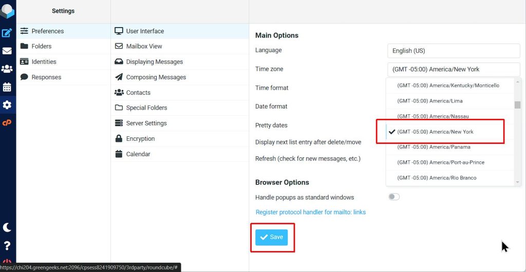 How to Adjust the Time Zone in Roundcube Webmail