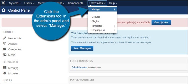 How to Install Joomla Extensions - GreenGeeks