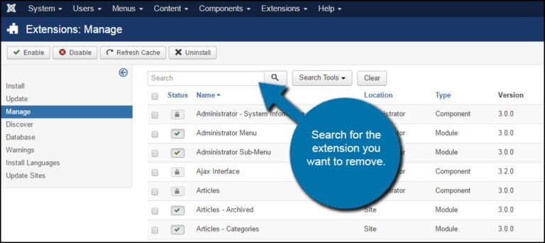 How to Remove Joomla Extensions - GreenGeeks