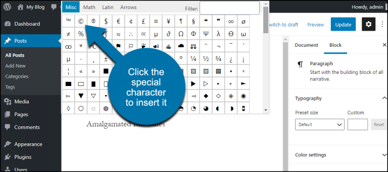 How to Include Special Characters in Posts for WordPress - GreenGeeks