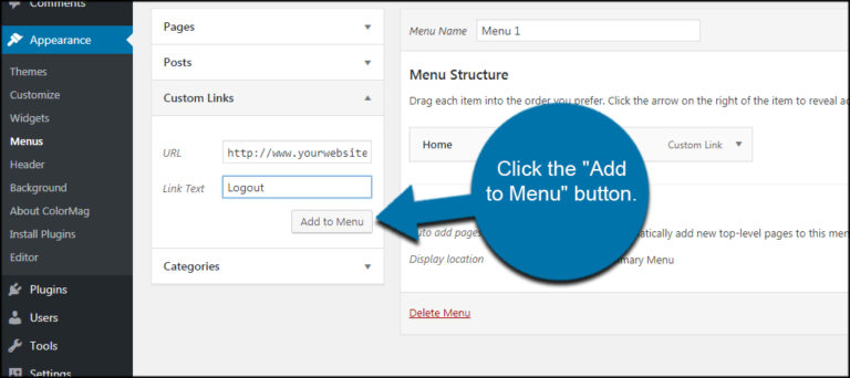 How to Add a Logout Link to a WordPress Navigation Menu - GreenGeeks