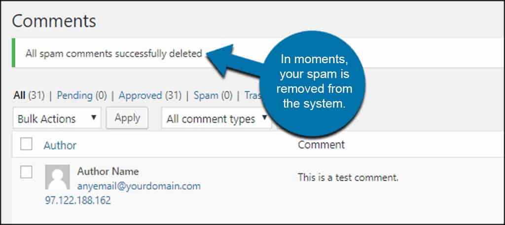 How To Delete Spam Comments In Bulk Using Wordpress Greengeeks