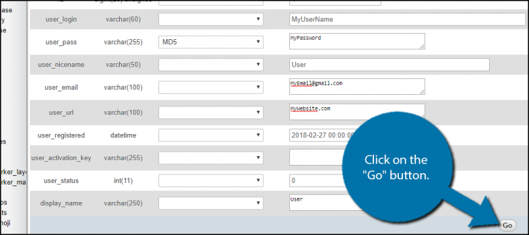 How To Use Phpmyadmin To Add An Admin User To The Wordpress Database Greengeeks