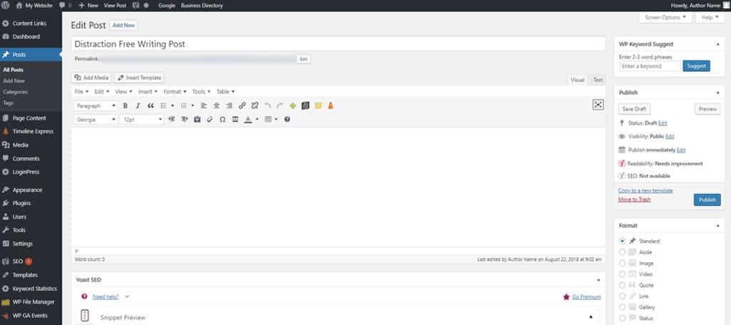 How to Use the WordPress Full Screen Editor - GreenGeeks