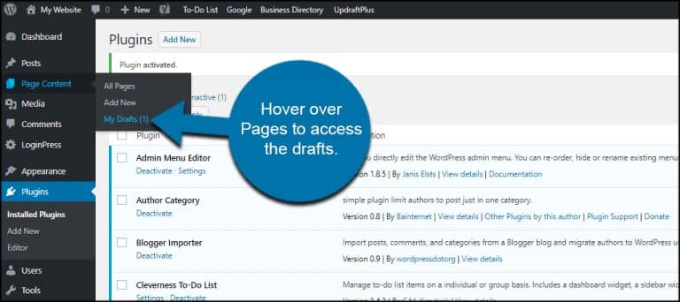 How to Show Drafts in the WordPress Admin Panel - GreenGeeks