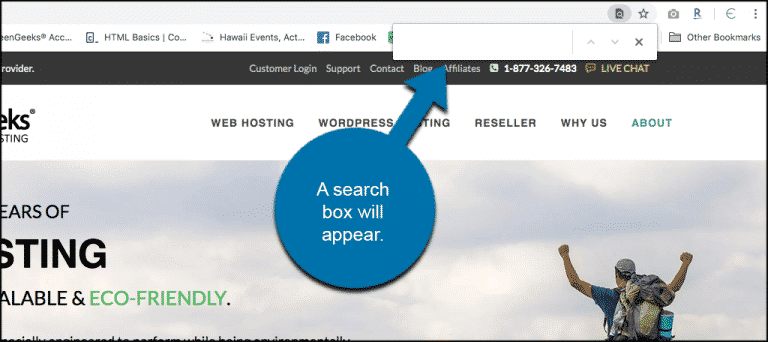 How to Use the Find Tool in Google Chrome - GreenGeeks