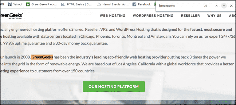 How to Use the Find Tool in Google Chrome - GreenGeeks