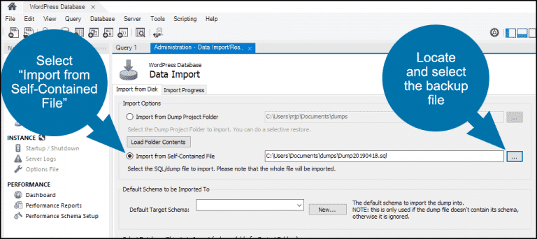 How To Restore A Mysql Database From A Backup With Mysql Workbench Greengeeks