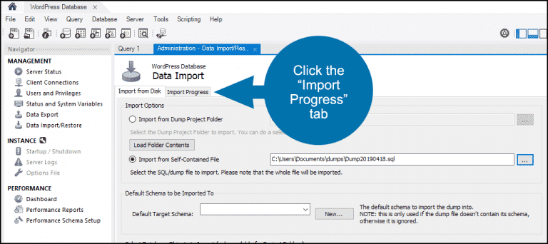 How To Restore A Mysql Database From A Backup With Mysql Workbench Greengeeks