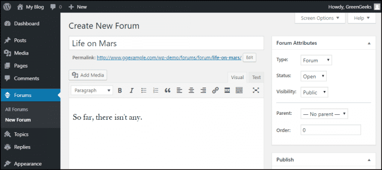 How to Create a Forum in WordPress with bbPress - GreenGeeks