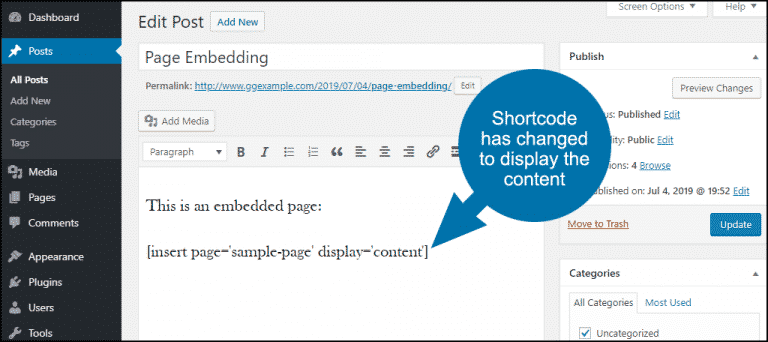 How to Embed Pages into WordPress Content - GreenGeeks