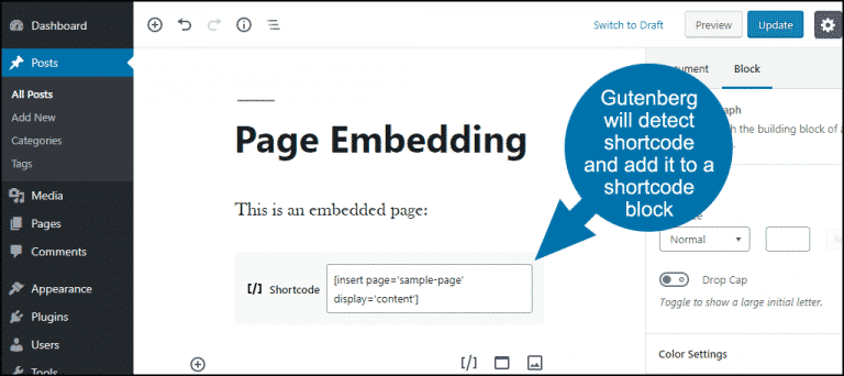 How to Embed Pages into WordPress Content - GreenGeeks